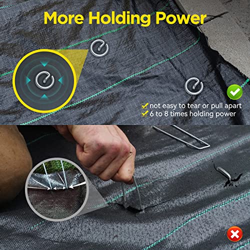 GZBEVITAR Landscape Fabric Pins, Thickened 8 Gauge Circle Top Landscape Pins-120 Pcs, Not Easy to Bend 6 inch Galvanized Landscape Fabric Stakes, More Holding Power Than U-Shape Garden Staples(120)