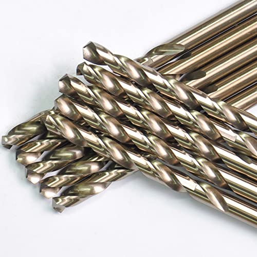 VALYRIANTOOL 3/32" Cobalt Drill Bits(10PCS), M35 High Speed Steel Jobber Length Twist Drill Bit Set for Hardened Metal, Stainless Steel, Cast Iron, Plastic and Wood