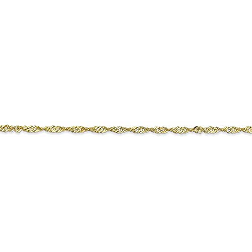 Diamond2Deal 10k Yellow Gold 1.7mm Singapore Chain Bracelet For Women