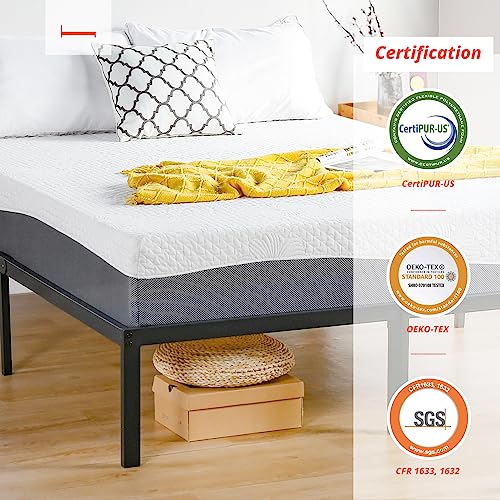 PrimaSleep King Mattress, 10 Inch Gel Memory Foam Mattress, Gel Infused for Comfort and Pressure Relief, CertiPUR-US Certified, Bed-in-a-Box, Medium Firm, Grey, King Size