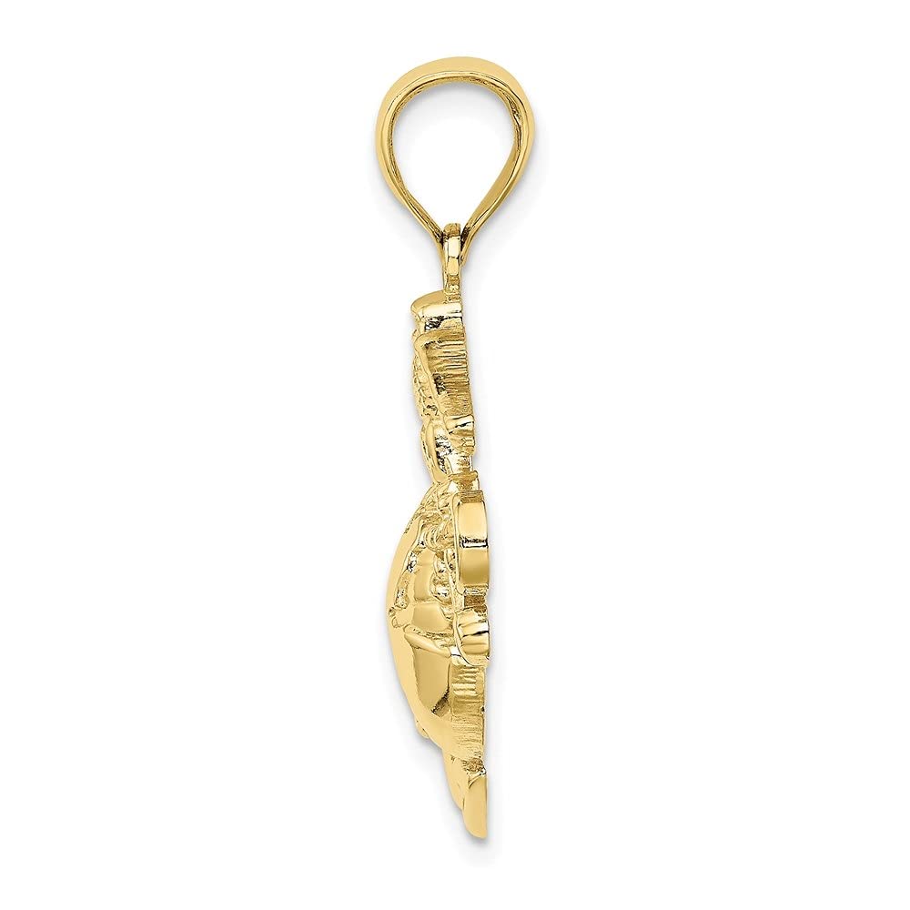 Diamond2Deal 10k Yellow Gold 2-D MED. MARINE Corps Pendant (L- 30.2 mm, W- 25 mm)