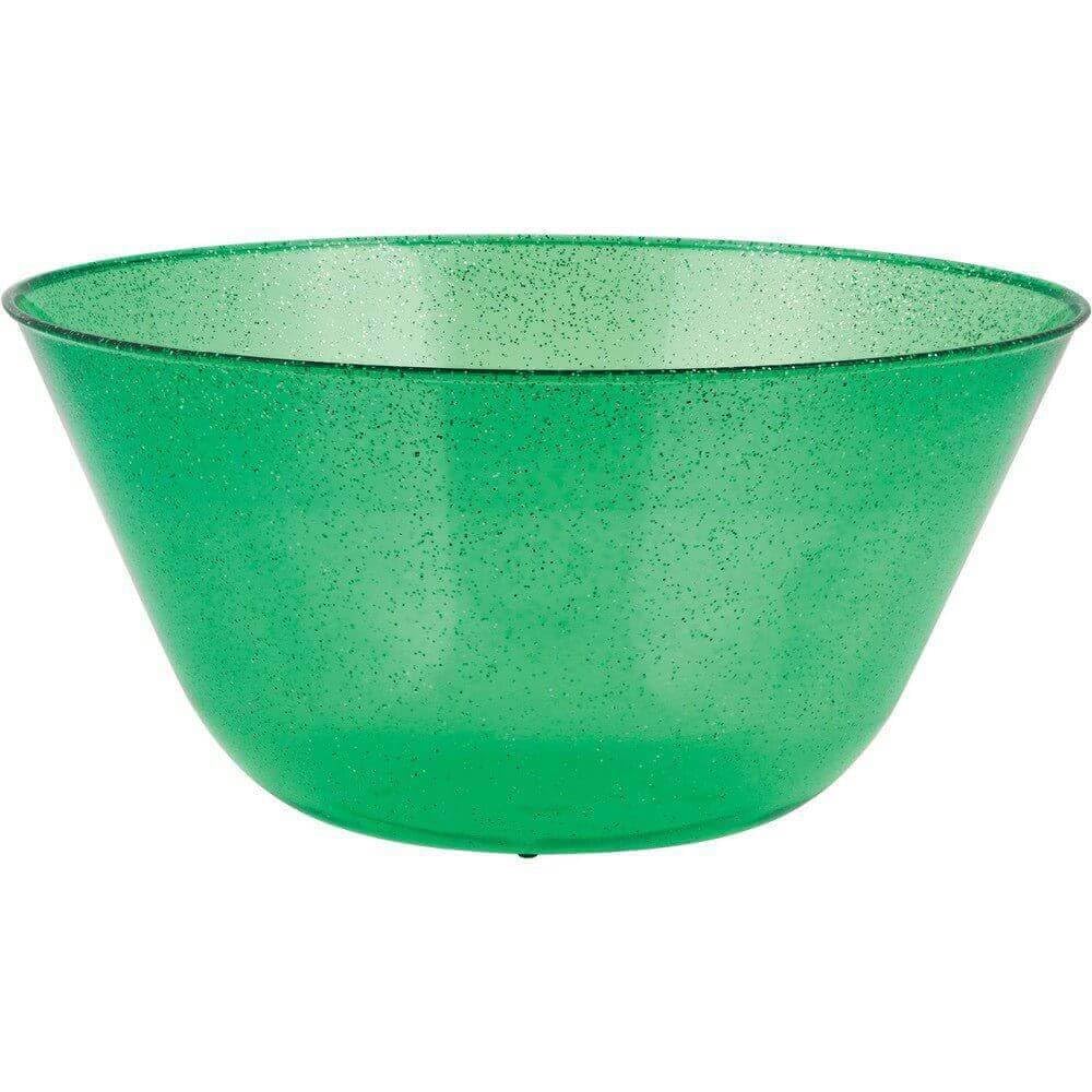 Creative Converting Green Glitter Plastic Bowl, 11", Multi-color