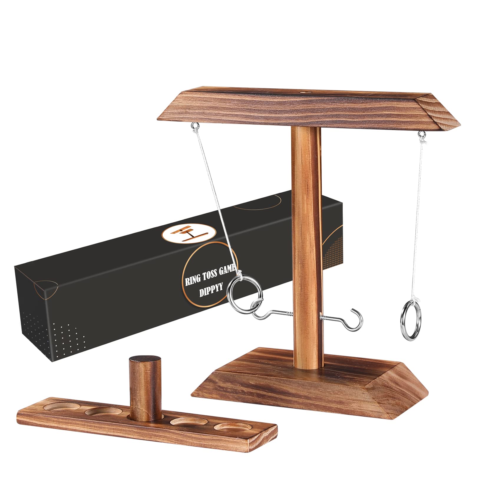 Dippyy Hook and Ring Game - Ring Toss Game for Adults, Ring Game On a String, Hook and Ring Toss Game for Adults, 2 Player Battle Hook Game, Table Top Ring Toss Shot Game for Outdoor, Party, Bar