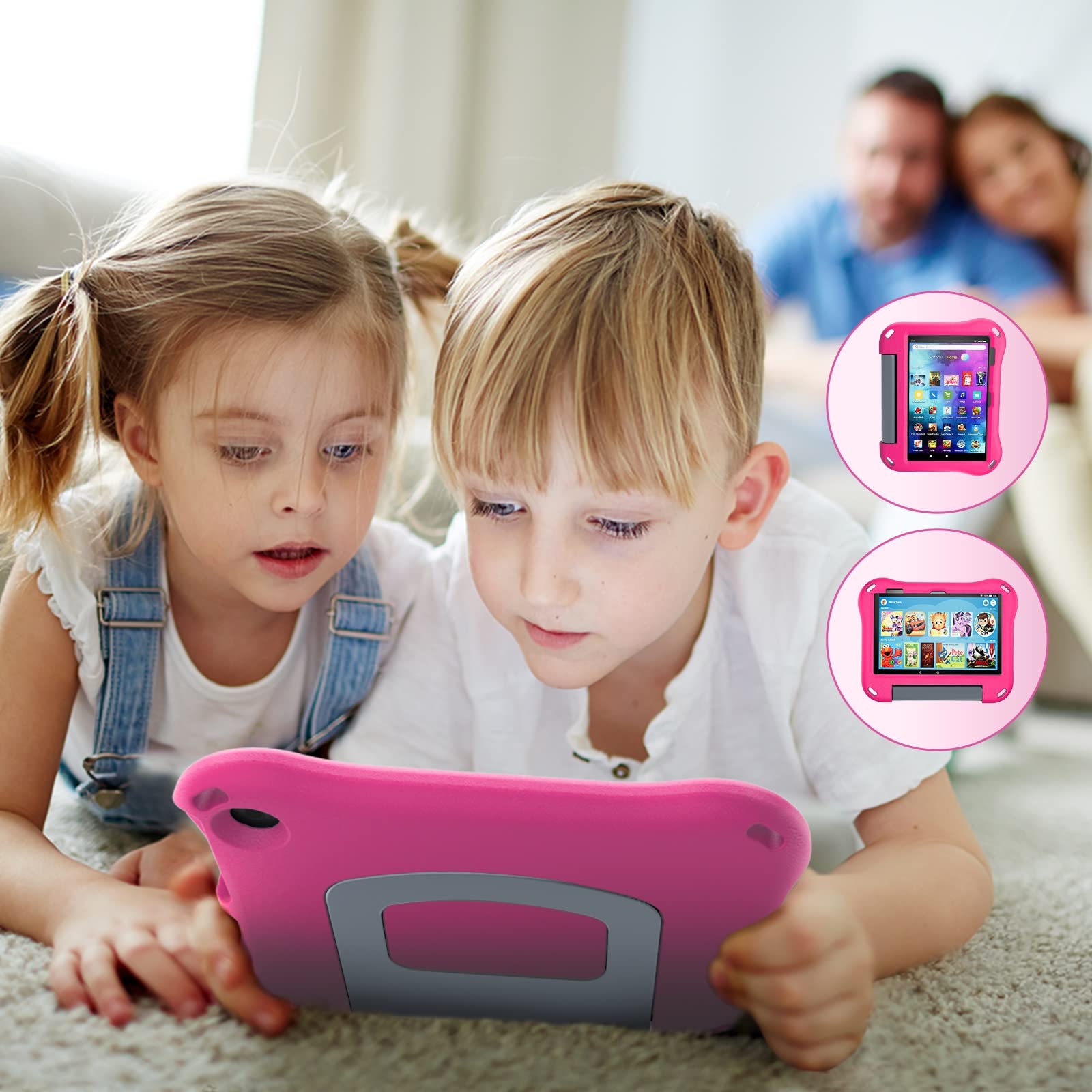 Kids-Proof 8 inch Tablet Case, Tablet 8 Kids Case(Only for 2022 Release, 12th Generation&2020 Release, 10th Generation)-Auorld Light-Weight Kids-Proof Case with Stand for Tablet 8-Pink