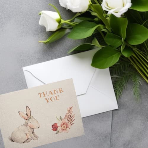 Generic Baby Shower Thank You Cards with Envelopes and Stickers, 60 Pieces, White, 4''x6''