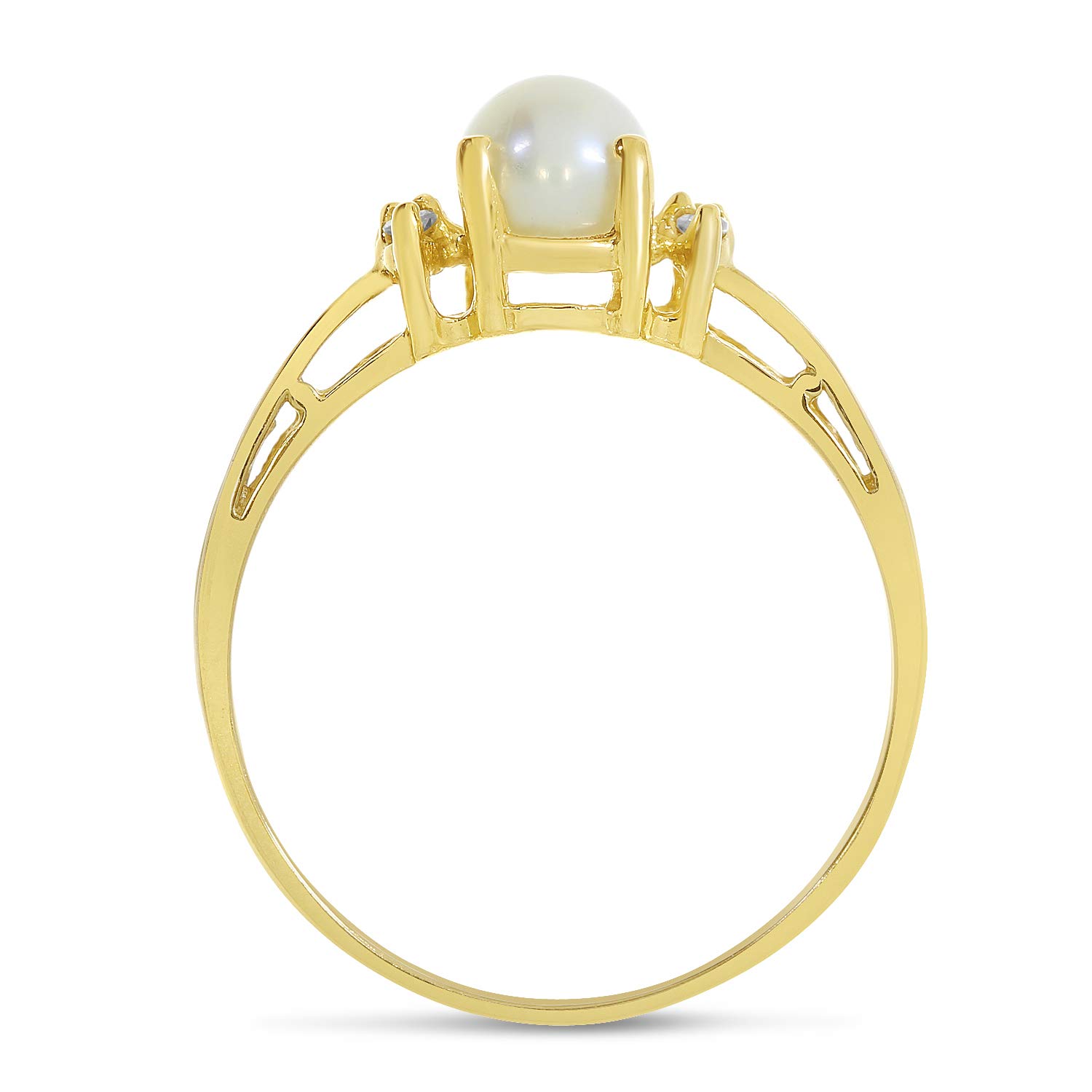 Direct-Jewelry 14k Yellow Gold Freshwater Cultured Pearl And Diamond Filagree Ring (Size 7)