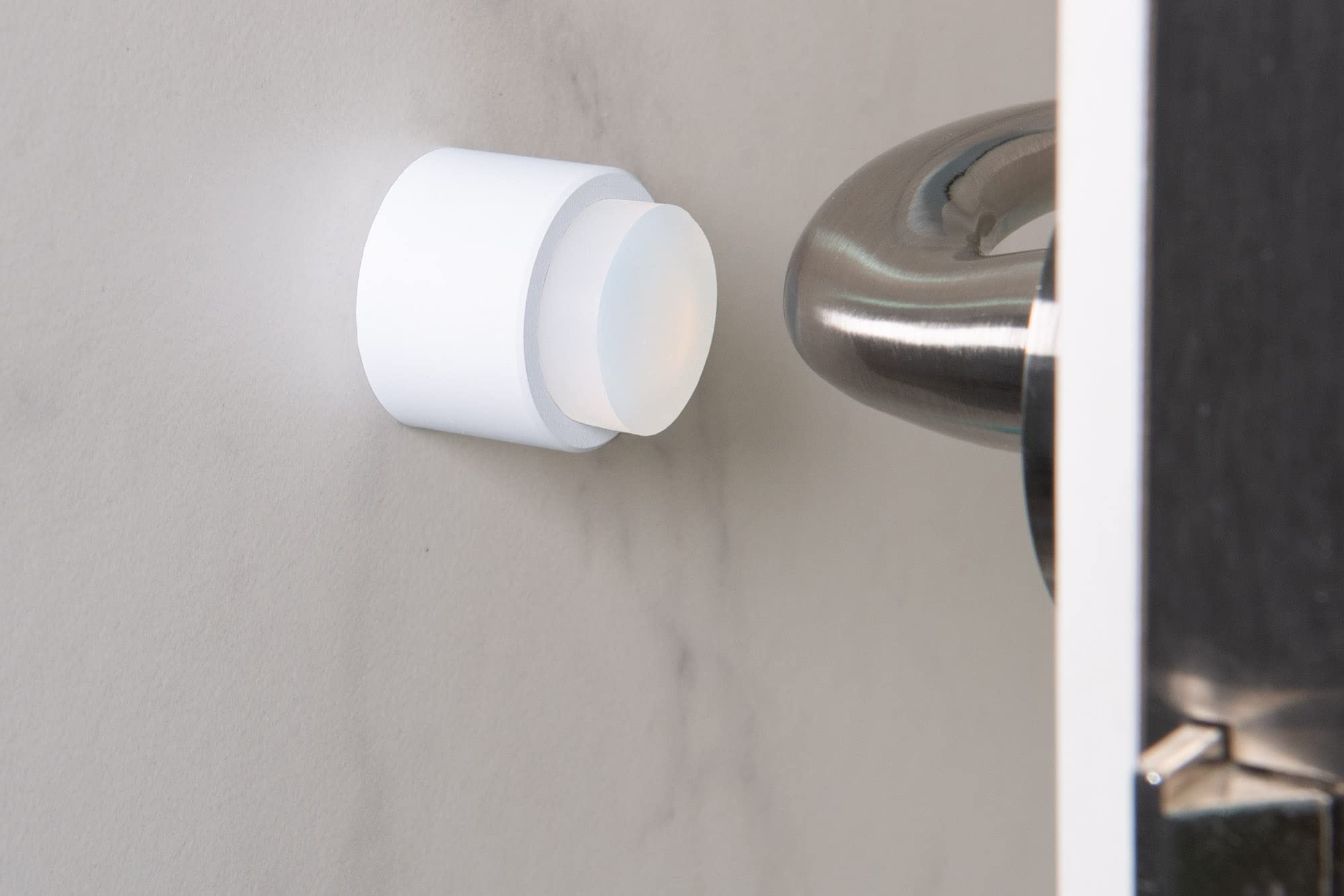 EVI | Wall Adhesive Doorstop | 1.1'' X 1.1'' | Great Adherence | 100% Functional | Mod. 198/28 (White Lacquered Stainless Steel - White Rubber)