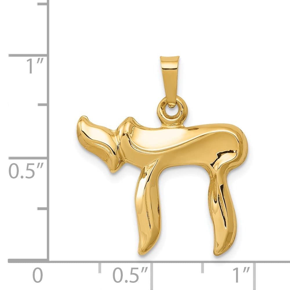 Diamond2Deal 14k Yellow Gold Chai Pendant (L- 24 mm W- 20 mm)