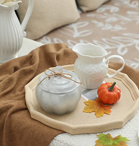 Vanilla Pumpkin Candle, White Pumpkin Shaped Candle, 12oz Fall Candle for Home Scented Autumn