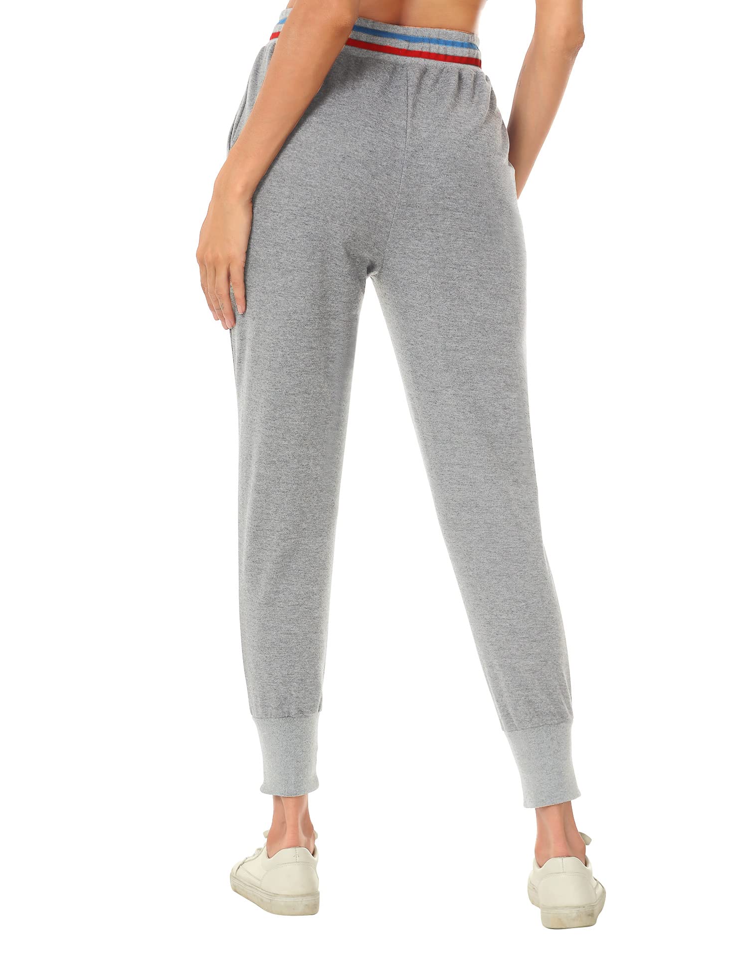 FIVASU Women's Sweatpants Joggers - Lightweight Soft Lounge Yoga Pants High Waisted Tapered Sweat Pants with Pockets Light Grey L
