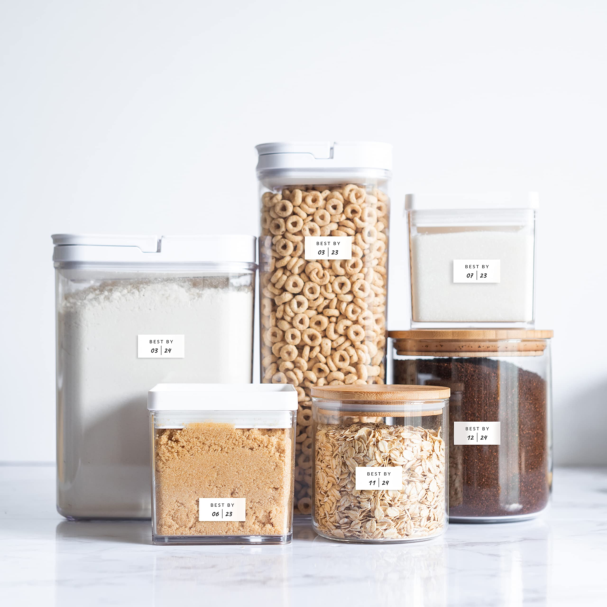 Expiration Date Food Labels - 160 Waterproof Food Date Labels for Containers - Freezer Labels for Food - Use by Pantry Labels for Jars - Best by Write On Labels - Pantry Organization