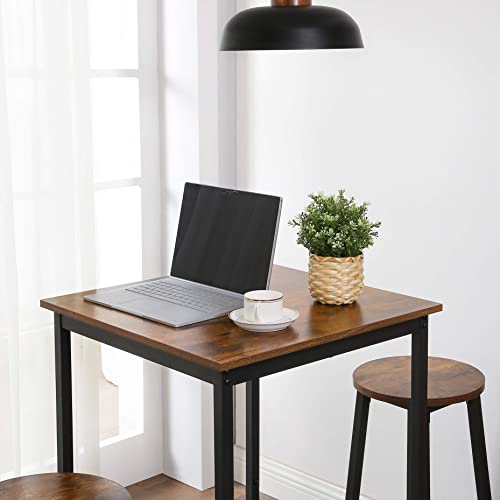 VASAGLE Bar Table, Small Kitchen Dining Table, High Top Pub Table, Height Cocktail Table for Living Room Party, Sturdy Metal Frame, 23.6 x 23.6 x 36.2 Inches for Narrow Spaces, Rustic Brown and Black