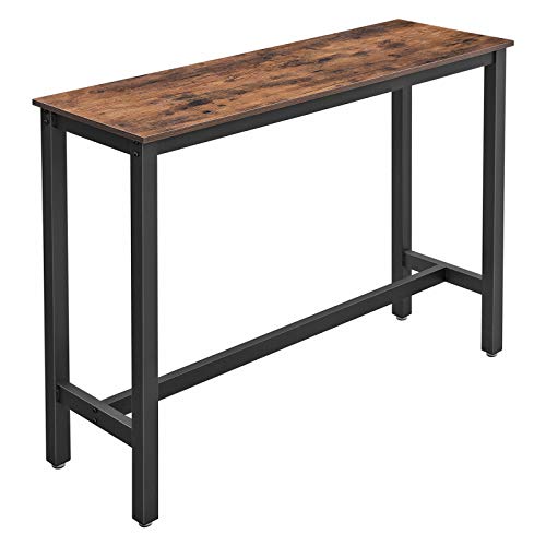VASAGLE Narrow, Bar Table with Sturdy Metal Frame, Easy Assembly, Industrial Design, 15.7 x 47.2 x 39.4 inches, Rustic Brown