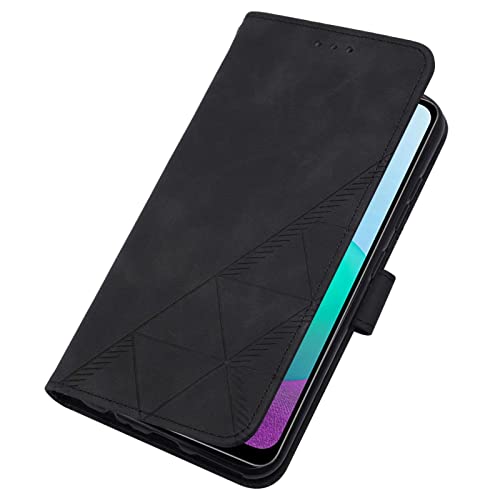 FTRONGRT Case for Tecno Pova 2, Mobile Wallet Flip Cover with Mobile Phone Holder, Card Slot, Magnetic PU Leather Case for Tecno Pova 2-Black + Black Bracelet
