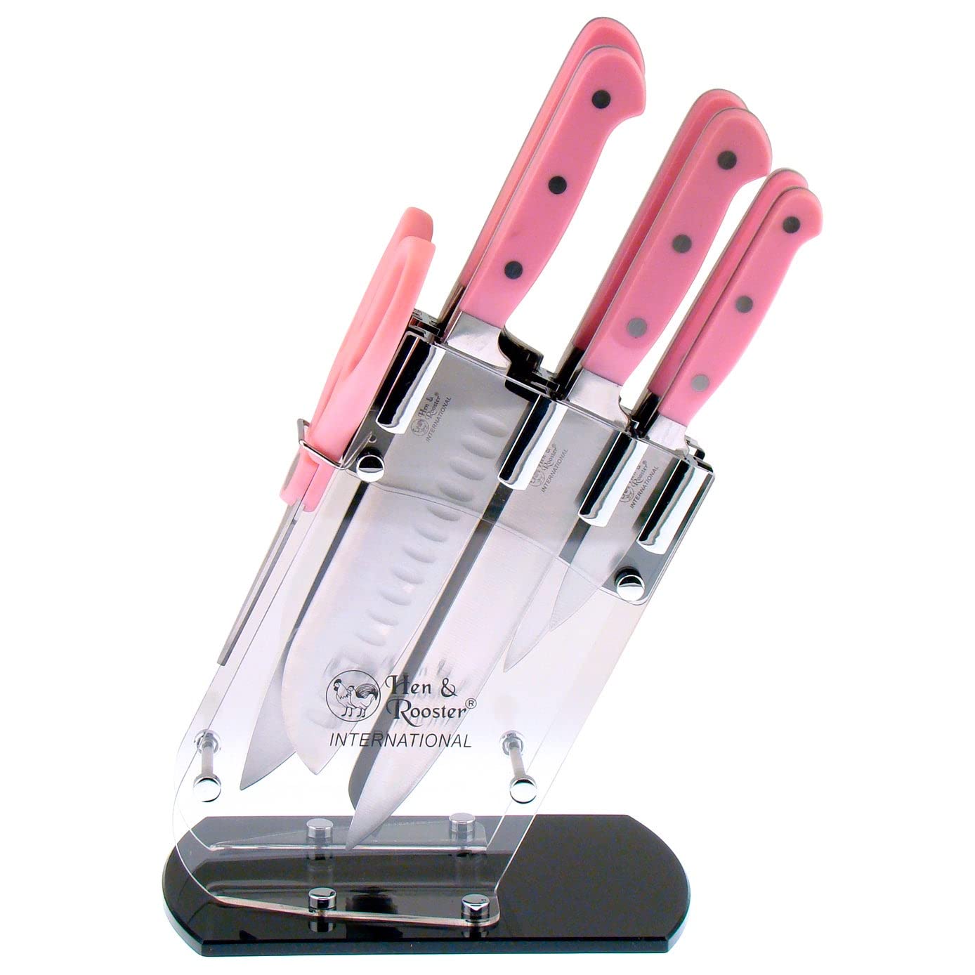 Hen & Rooster SS-BRK-HRI036 HRI036 Seven Piece Kitchen Set Pink, One Size