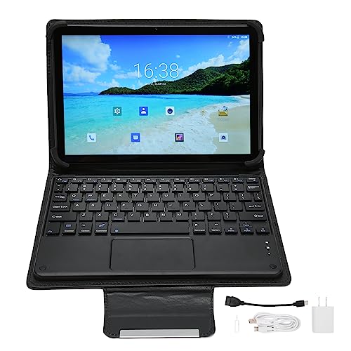 DAUZ Tablet PC, 10.1 Inch 2 in 1 Tablet Front 5MP Rear 13MP 8GB 256GB Night Reading Mode 100‑240V 8 Core CPU for Entertainment (US Plug)