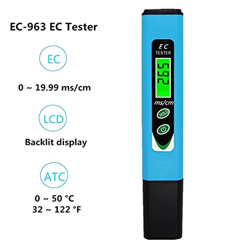 GHGHF Digital EC Meter Tester with Backlight ATC Conductivity Water Quality Measurement Tool for Swimming Pool Aquarium