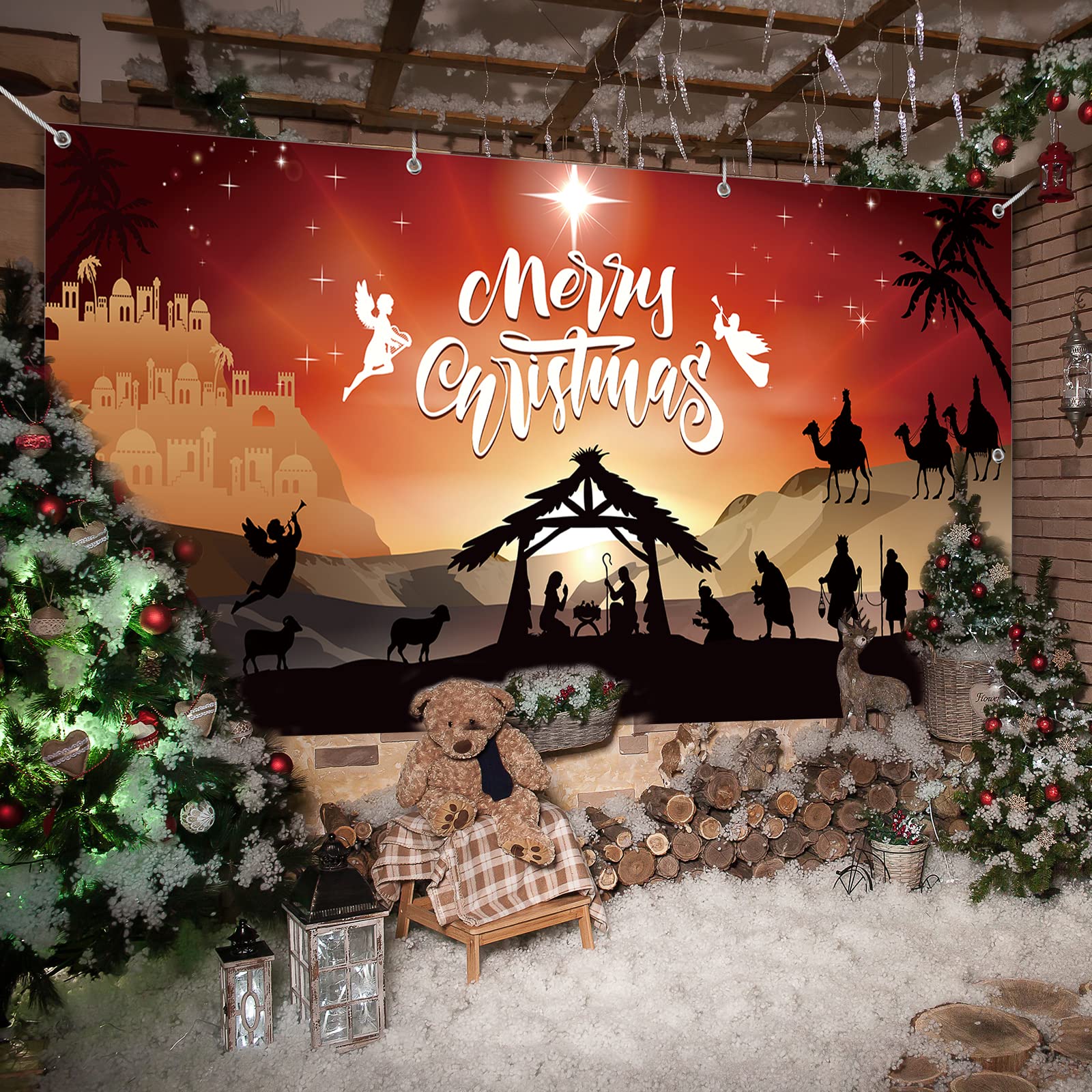 Extra Large Christmas Nativity Garage Door Banner - 6x13ft Backdrop for Xmas Holiday Party Decor