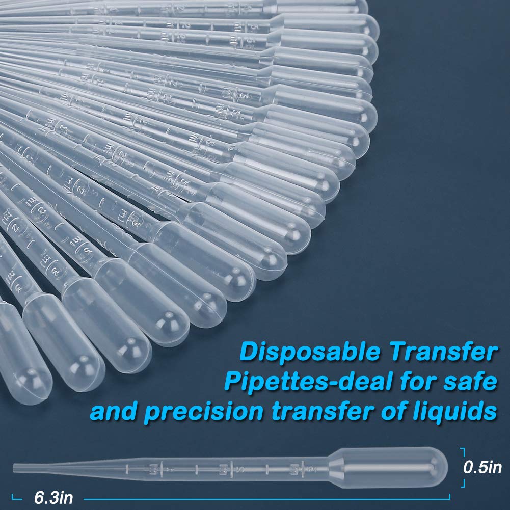 ovsor 50PCS Plastic Disposable Transfer Pipettes, 3ml Calibrated Pipette Dropper for Science Laboratory