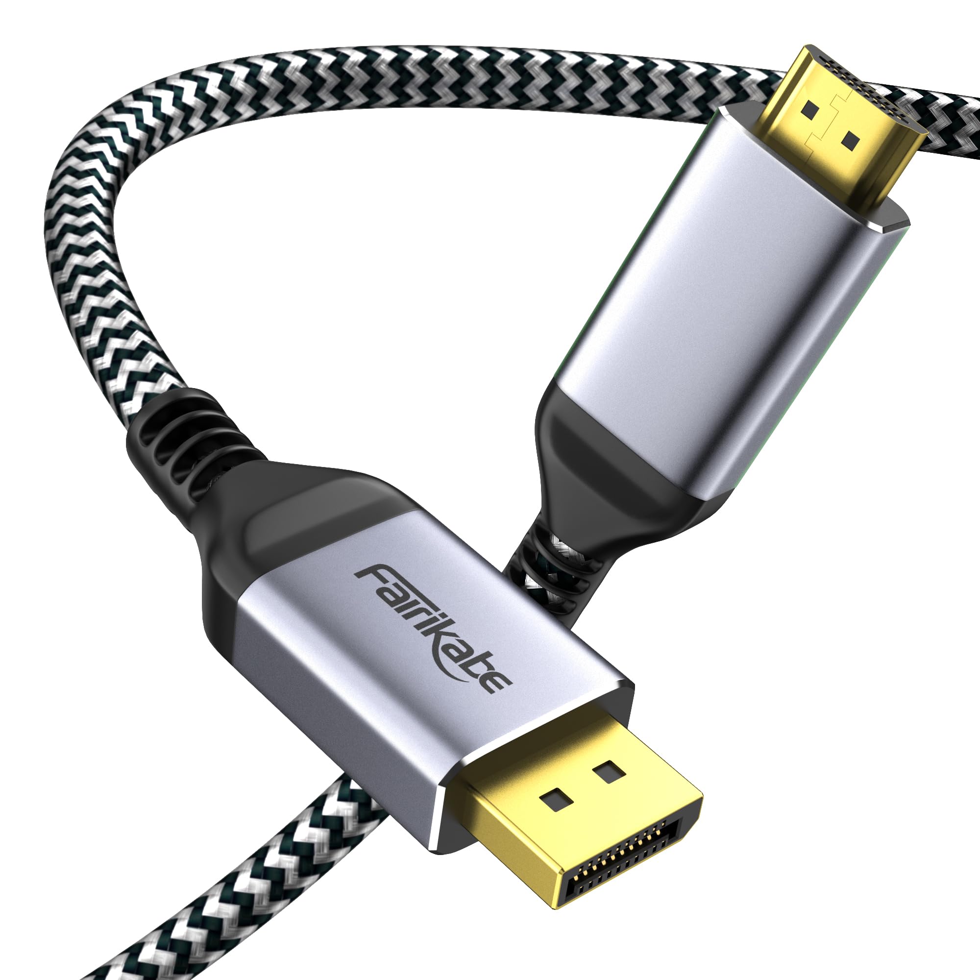 fairikabe 4K Displayport to HDMI Cable 6.6ft, [Uni-Directional, Aluminum Case, Nylon Braided] Display Port to HDMI Cable Compatible with Dell, HP, Samsung, AMD and More