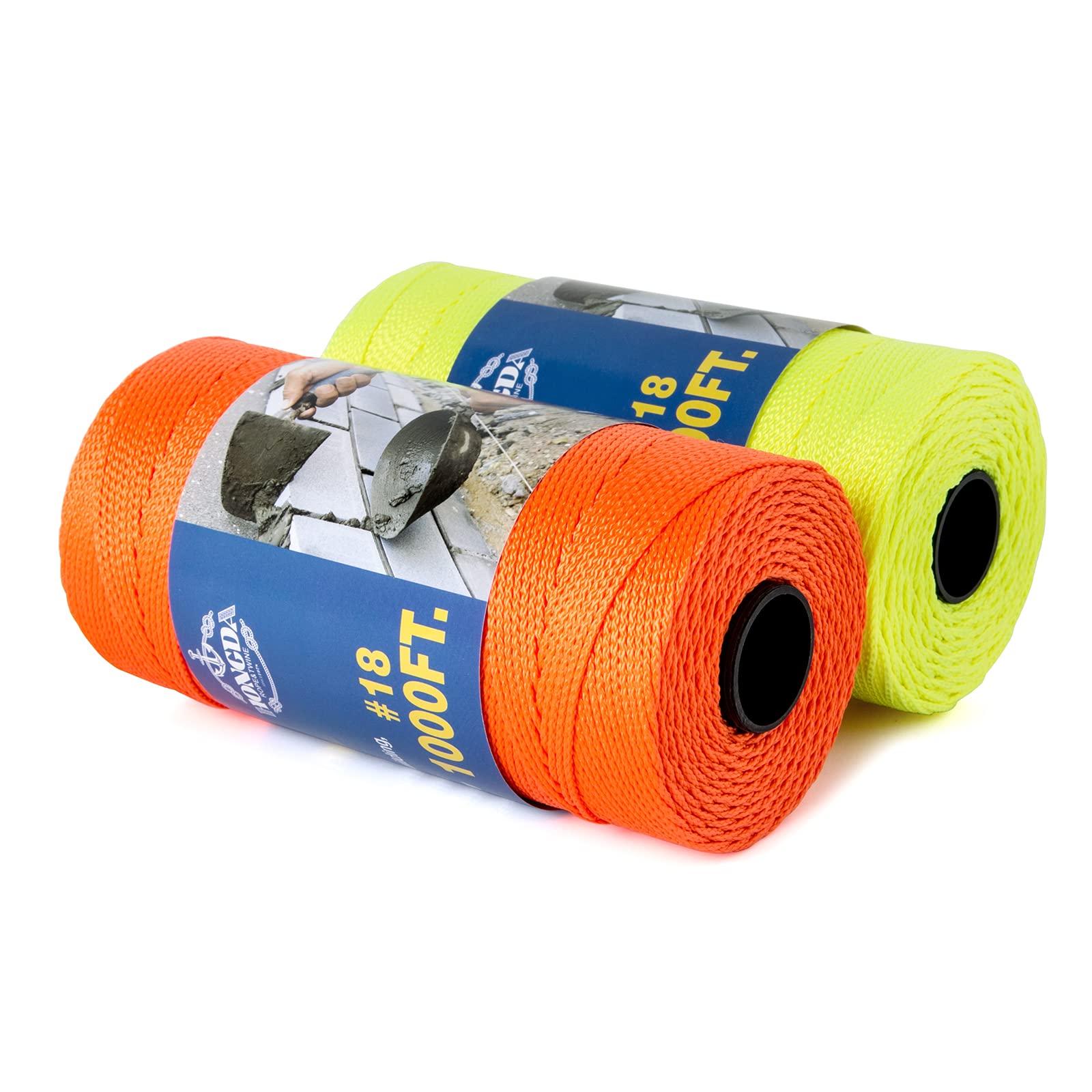 HONGDA Nylon Twine, 1000 Feet #18 Braided Nylon Mason line String Perfect for Masonry Jobs and for The Layout of General Construction, Gardening, DIY Project, Fluorescent Yellow