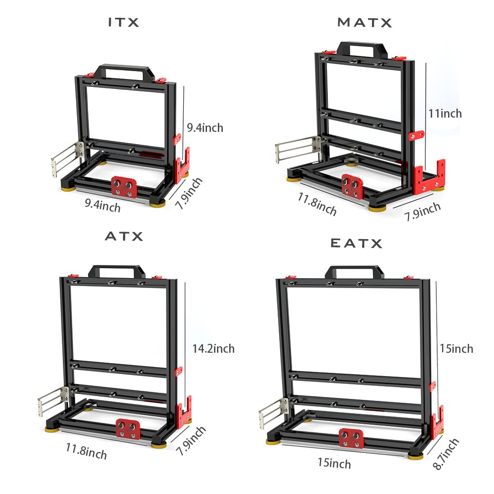 HAIHUANG DIY Computer Motherboard Case Rack, Test Bench Computer Case PC Test Bench,Vertical Overclocking Open Aluminum Frame Chassis Rack, Creative Personality ATX/M-ATX/ITX Open Chassis (EATX)