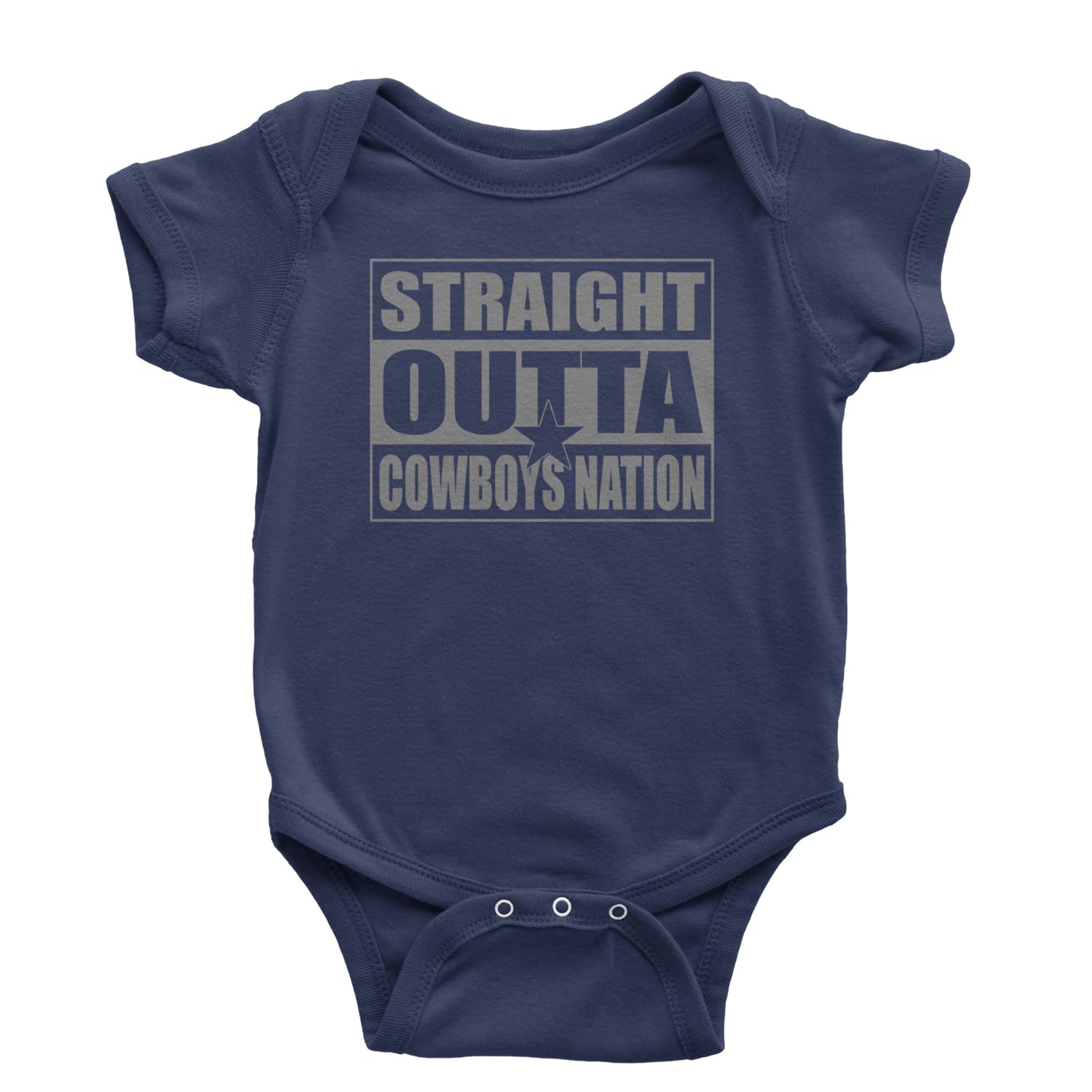 Expression Tees One-Piece Straight Outta Cowboys Nation Newborn Navy Blue Romper