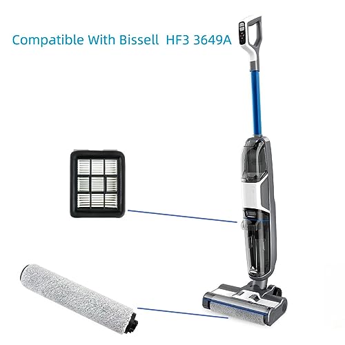 Kospetsin Replacement Parts Brush Roll and HF3 3649A Vacuum Filters Compatible with Bissell Crosswave Vacuum Cleaner (2 Multi-Surface Brush Roller+2 Hepa Filter, Gray