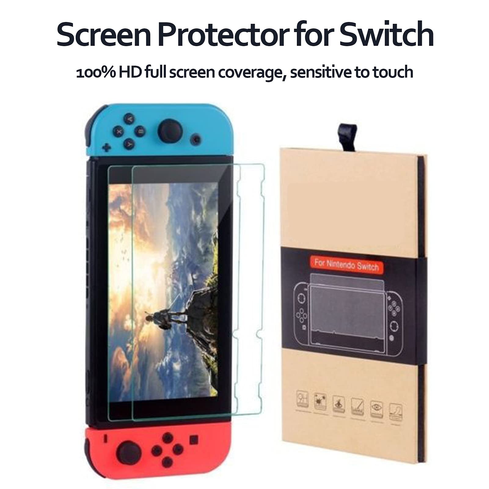 FECAMOS Screen Protector Film, Hd Screen Film Excellent Window Display for Game Console for Protecting Your Game Console(9H2.5D tempered film with kraft box packaging)