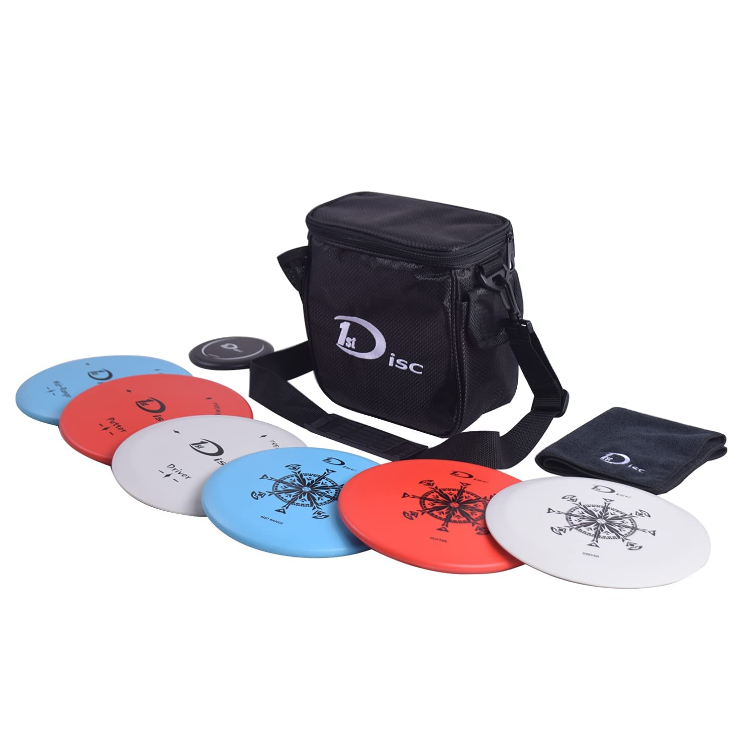 Disc Golf Starter Set-2 PCS Putter, 2 PCS Mid-Range, 2 PCS Driver, 1 Mini disc,1 Towel with Bag