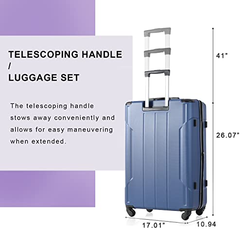 Merax Luggage Sets of 2 Suitcases With Wheels Expandable Lightweight, TSA Lock, Hardside Spinner Carry On Luggage, 20 28 inch Blue