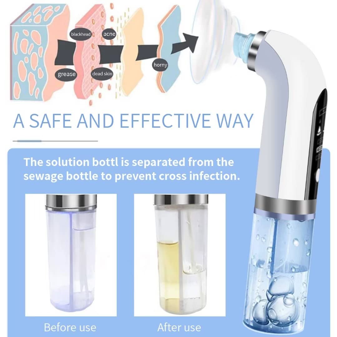 HydroFacial Blackhead Remover Pore Vacuum Micro Bubble Pore Cleansing Machine Pimple Extractor Tools with 6 Suction Heads,3 Gears Adjustable Beauty Device