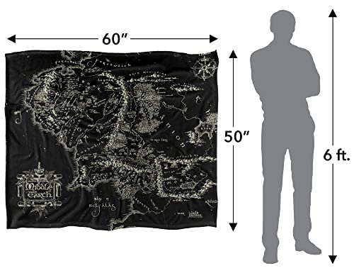 The Lord of The Rings Blanket, 50"x60" Black Map of Middle Earth Silky Touch Sherpa Back Super Soft Throw Blanket