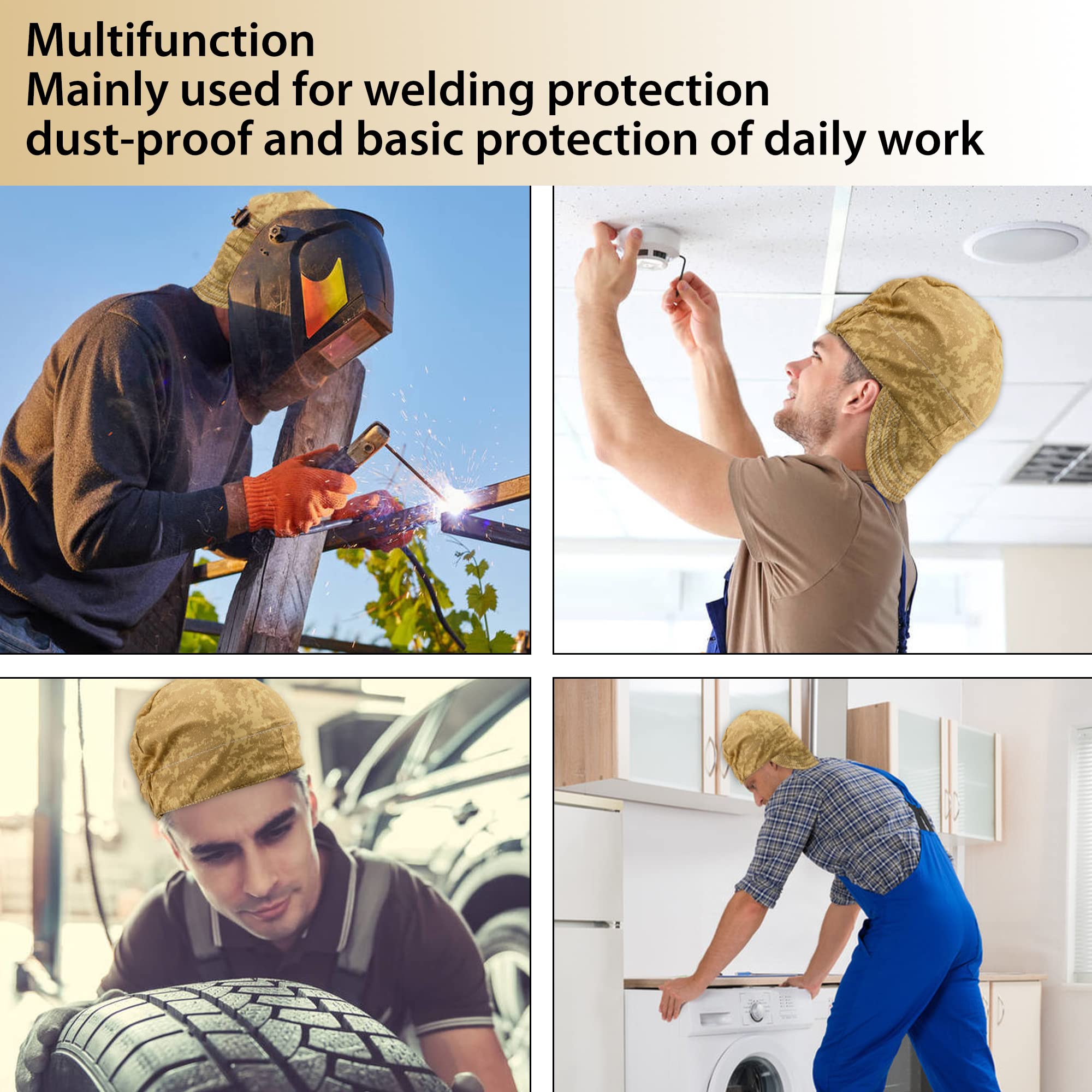 hynade Welding Cap Cotton Sweat Absorption,Welders Flame Resistant Protective Welding Hat Cap (Yellow