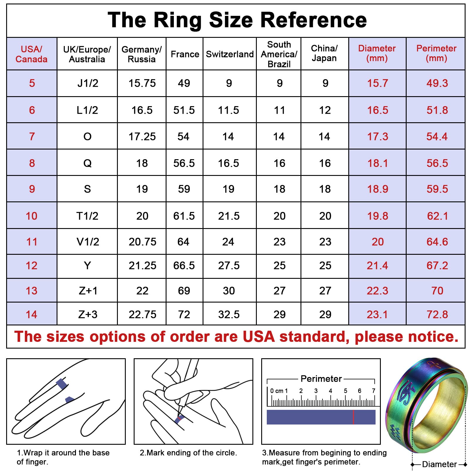 FaithHeart Customized Egyptian Ankh Cross Biker Rings for Large Women Size 14 Fidget Spinning Bands