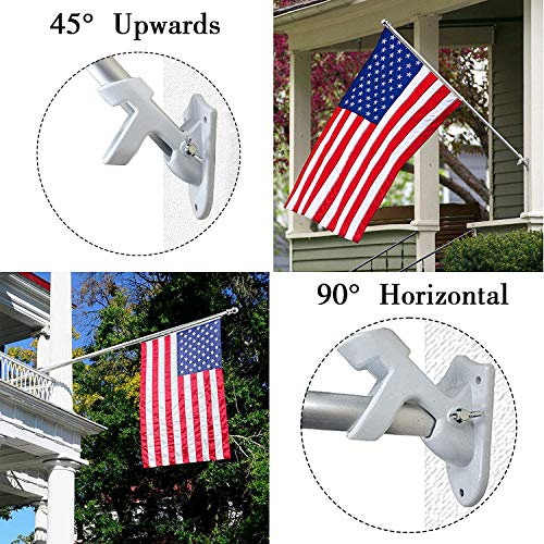 HOOPLE Flag Pole Holder for Outside House, Flag Holder, Flag Holders for Outside, Heavy Duty Flag Pole Mounting Bracket, Flag Bracket, Aluminum Rust Free Coated, Stainless Hardware 1" Diameter (White)