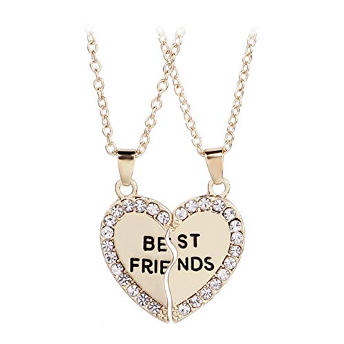 ZYHO Airlove BFF Friendship Necklace for 2 - Best Friend Necklaces BFF Gifts for 2 Matching Heart Best Friends Forever Pendant Necklaces Set