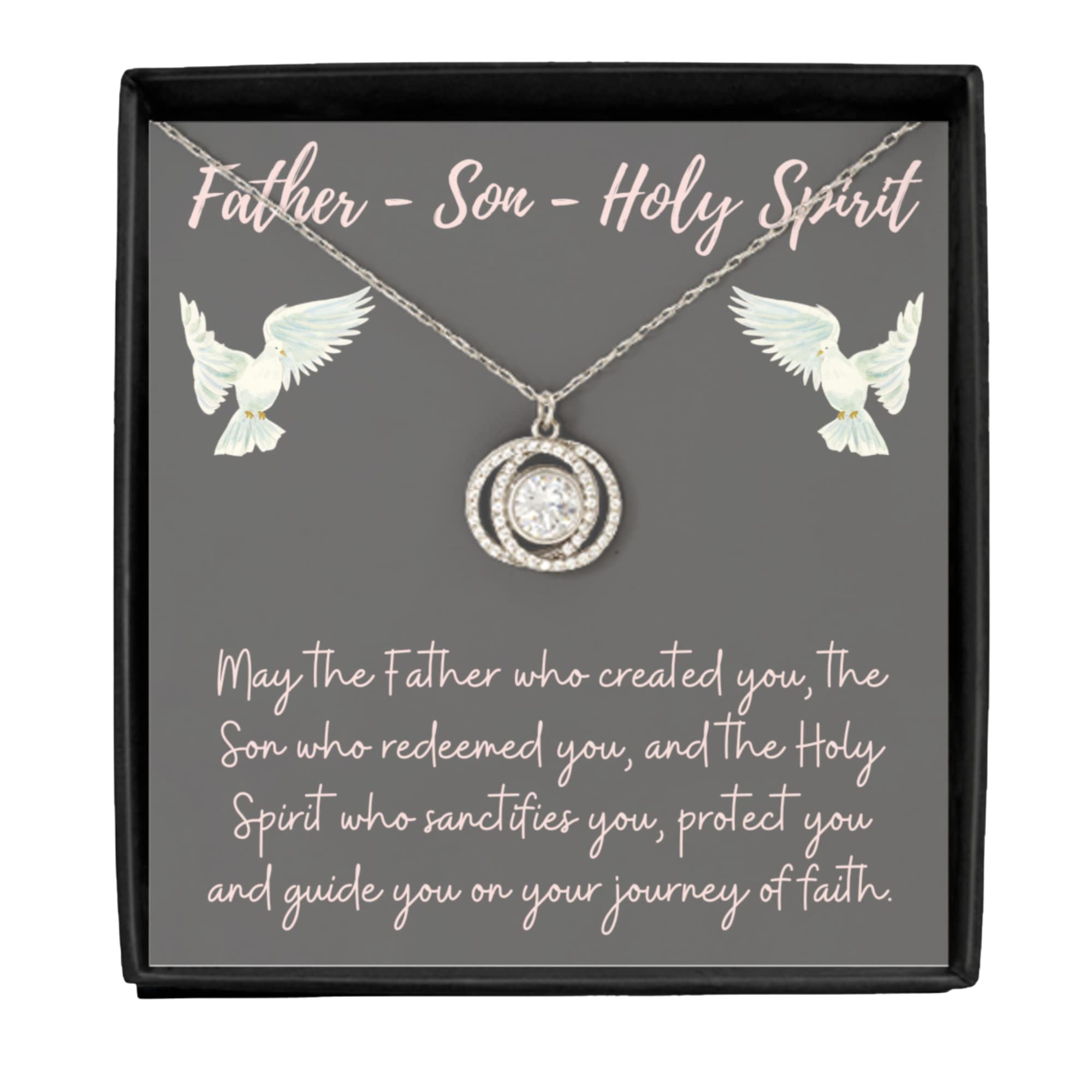 First Communion Gift, Holy Trinity Blessing, Christian Necklaces for Women, Confirmation Gift, Sterling Silver Christian Jewelry, Three Circle Necklace, Easter Present