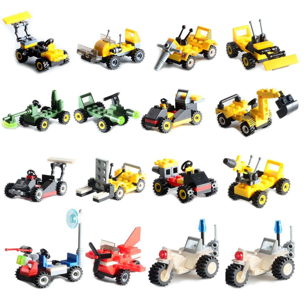 Mini Buildable Vehicles Set of 16,Building Toy for Party Supplies ,Birthday Favors for Kids,Gifts