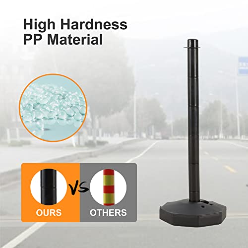 HABUTWAY 6Pcs Traffic Delineator Post Cone with 5.5FT Chain, Chain Safety Barriers Outdoor and Indoor Crowd Control Barricade (Black)
