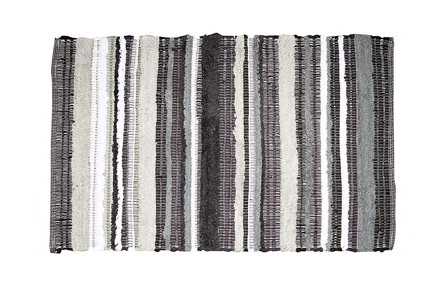 Grey Cotton Striped Door mat Rug Indoor - 2x3' Entrance Entryway Rug Non Slip Kitchen Bath Mat Home Décor, (24 x 36)