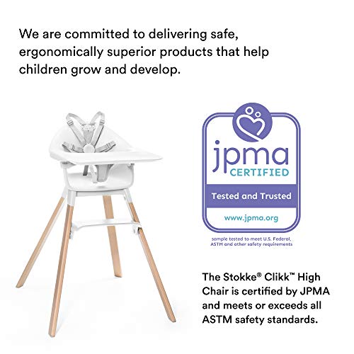 Stokke Clikk High Chair, White - All-in-One High Chair with Tray + Harness - Light, Durable & Travel Friendly - Ergonomic with Adjustable Features - Best for 6-36 Months or Up to 33 lbs