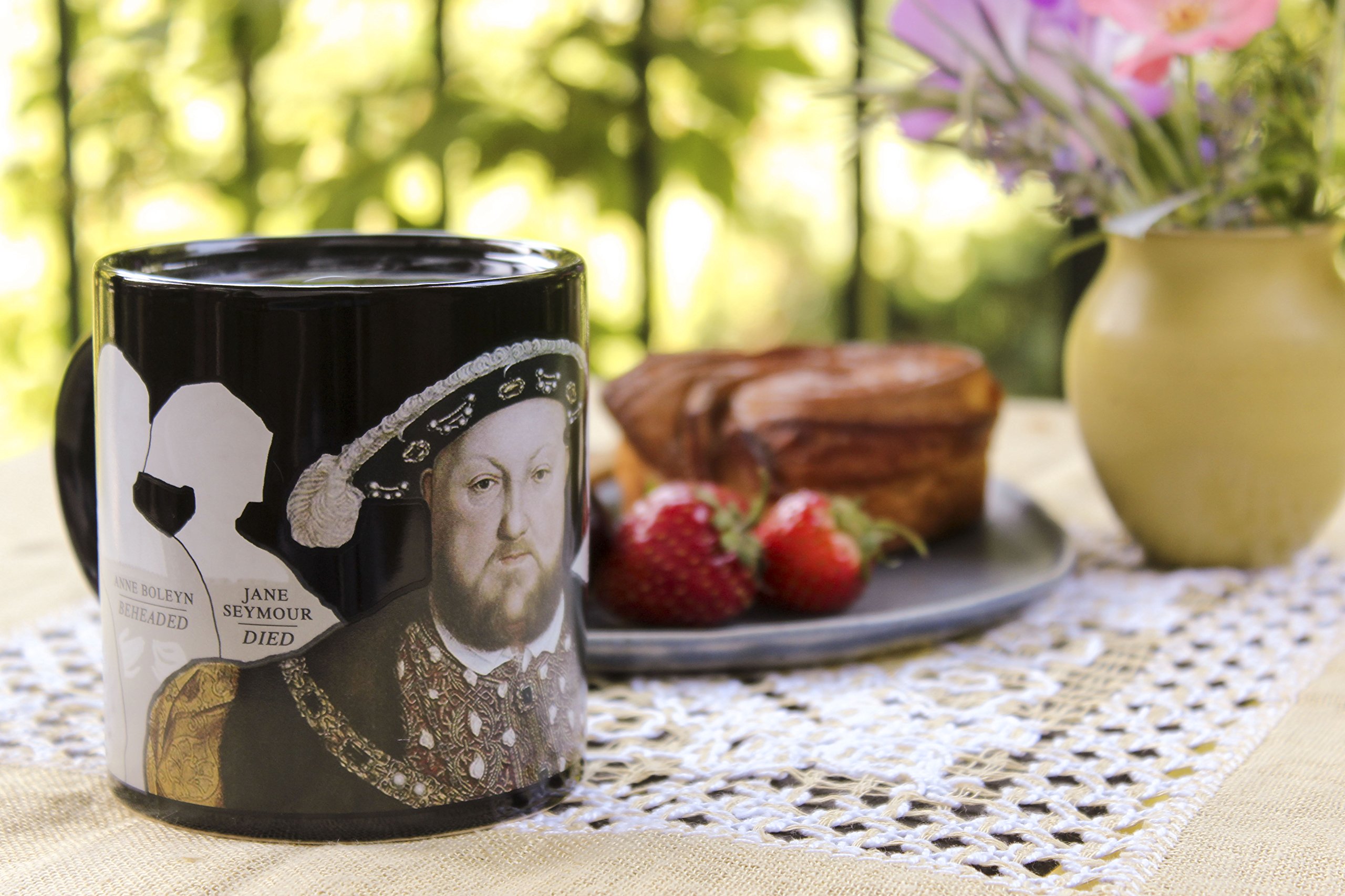 Henry VIII Disappearing Coffee Mug - Add Hot Water and Watch Henry's Wives Disappear - Comes in a Fun Gift Box - by The Unemployed Philosophers Guild, 10Fl oz