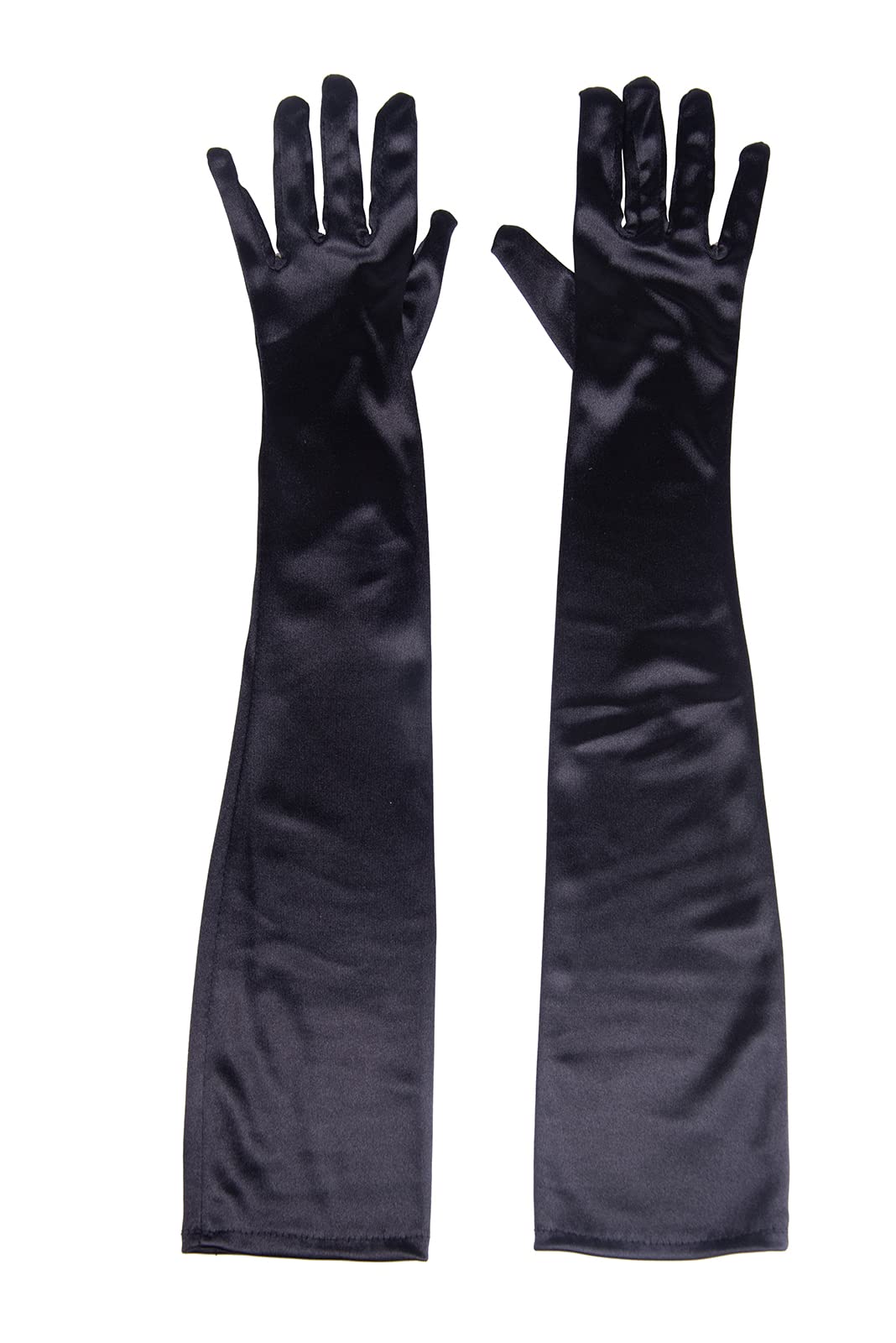 EachWell 1920s Women Ladies Smooth Long Flapper Satin Gloves Stretchy Evening Opera Party Special Occasion Gloves 21 inches Black