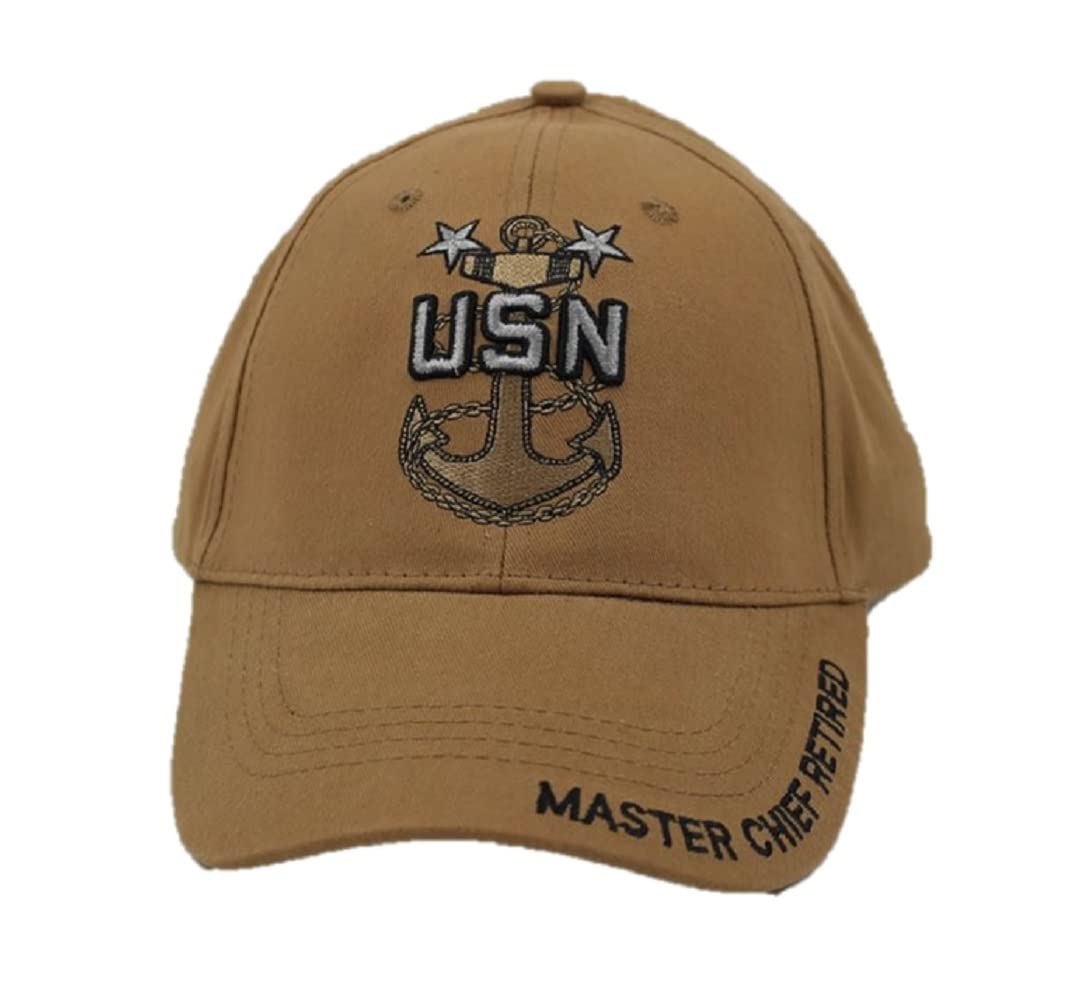 EAGLE CREST Master Chief Retired U.S. Navy Anchor Coyote Brown Baseball Cap`, One Size