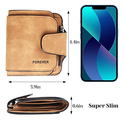 EXTREE Women's Small Wallet Fashion Layered Slim RFID Blocking Wallet With Mini Zipper Coin Pocket