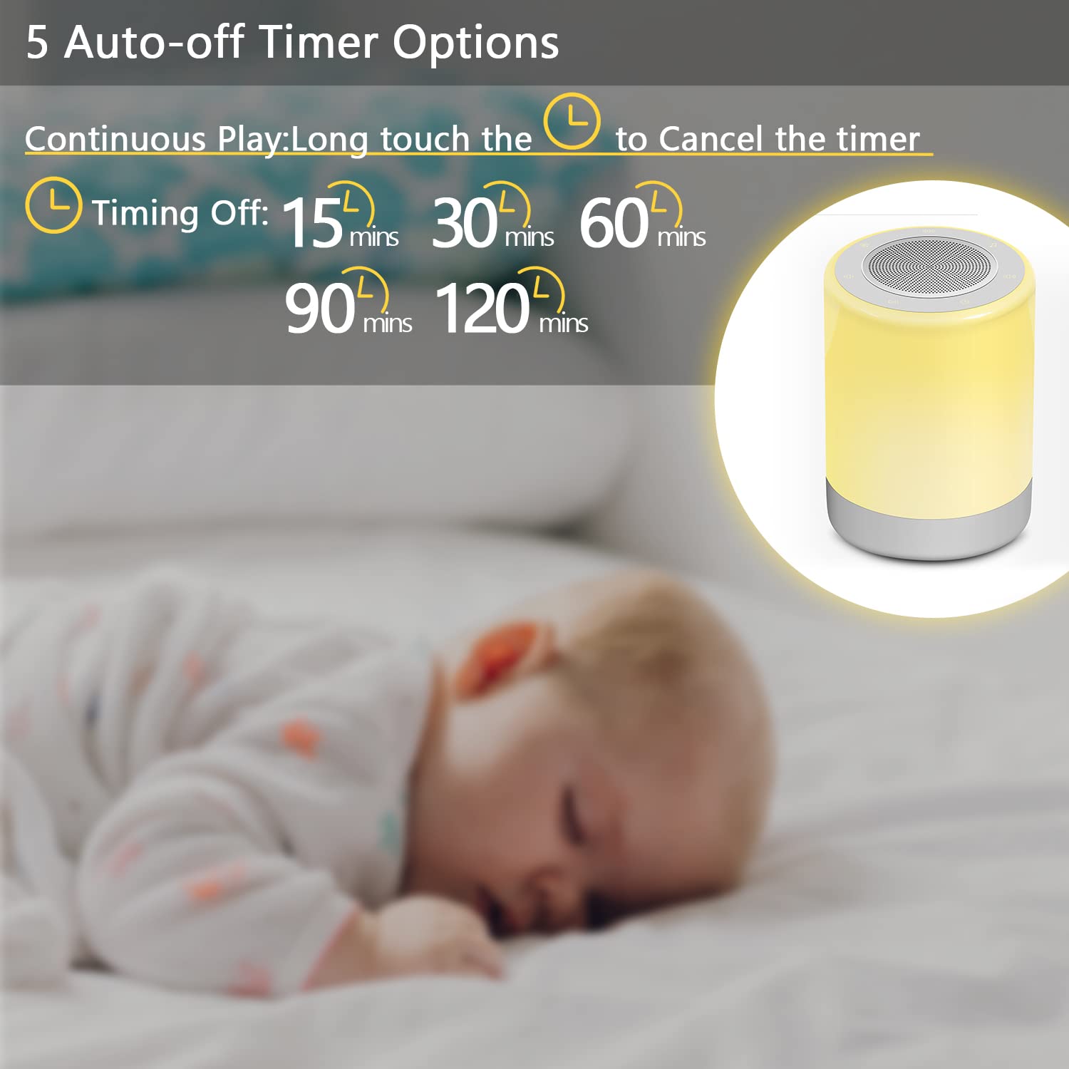DAWANMIN Baby Sound Machine, White Noise Machine Night Light for Toddler Sleep Soother, 32 Soothing Sounds, 5 Timer & Memory Function for Nursery, Kids, Toddler Bedroom