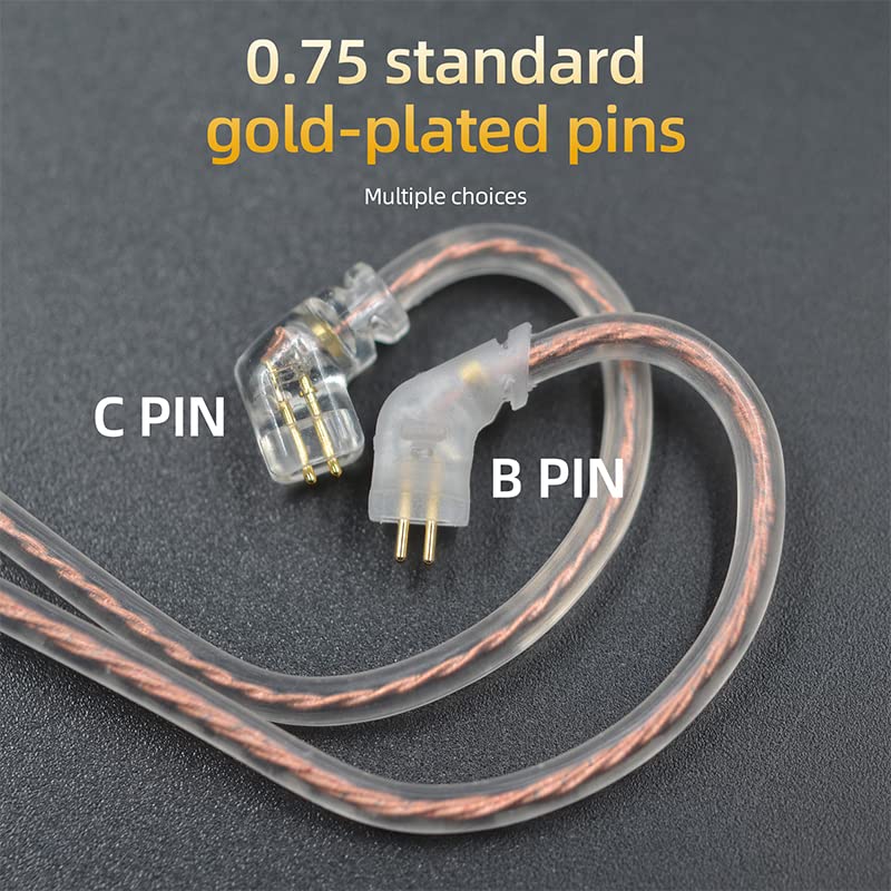 Kinboofi KZ High Purity Oxygen-Free 2pin 0.75mm IEM Cable,HiFi Earphone Wired Detachable Upgrade Cable with PVC Transparent Materialfor ZST ZSR ED12 ES3 ES4 ZS10 AS06 C12 (2PIN3.5B No Mic, Black)…