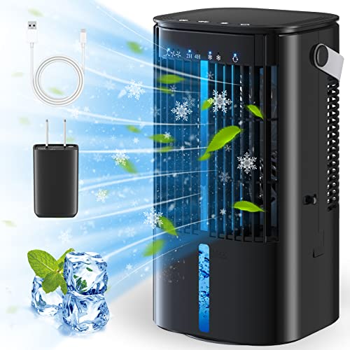 Veakson Portable Air Conditioners, 900ml Mini Ac Fan With 3 Wind Speed & 2 Cooling Spray, Oscillating/Timer/Colorful Light Small Personal Evaporative Air Cooler, Perfect For Room, Office, Outdoor