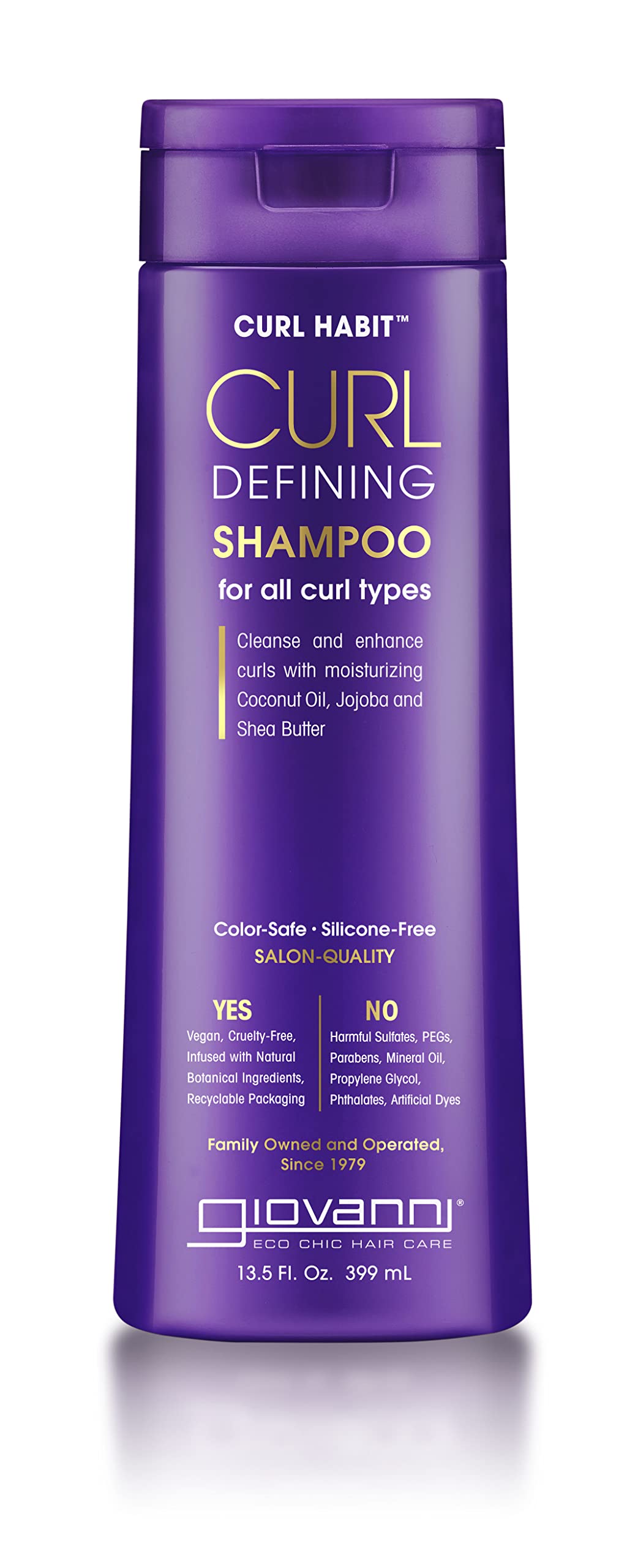 GIOVANNI Curl Habit Curl Defining Shampoo - Moisturizing Coconut Oil, Jojoba and Shea Butter, Cleanse & Enhance All Curl Types, Vegan, Silicone-Free Shampoo - 13.5 oz (Pack of 3)
